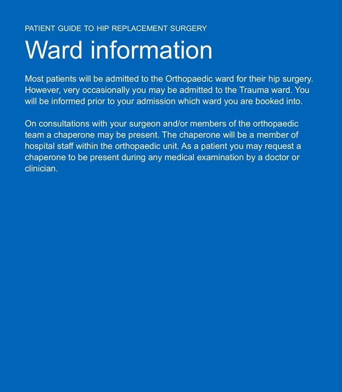 Hip Replacement Surgery Guide - Ward information