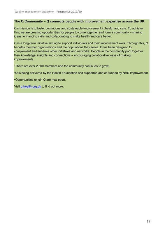 QIIC - Quality Improvement Academy - Prospectus