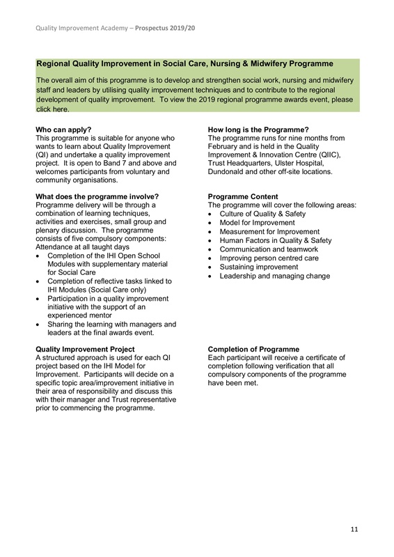 QIIC - Quality Improvement Academy - Prospectus