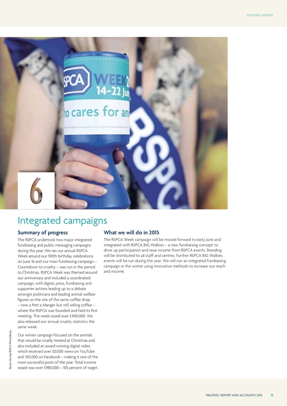 RSPCA Trustees' Report and Accounts 2014 - Issue 1