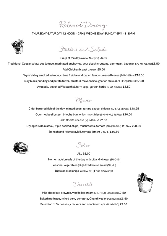 Brockencote Hall Hotel - bar menu