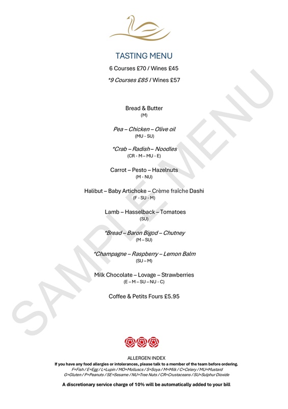 Brockencote Hall Hotel - Dinner Menu