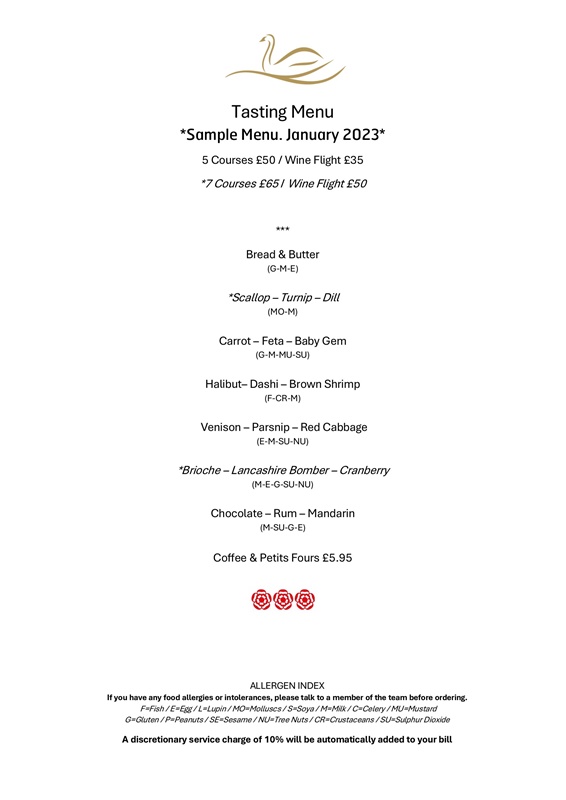 Brockencote Hall Hotel - lunch menu