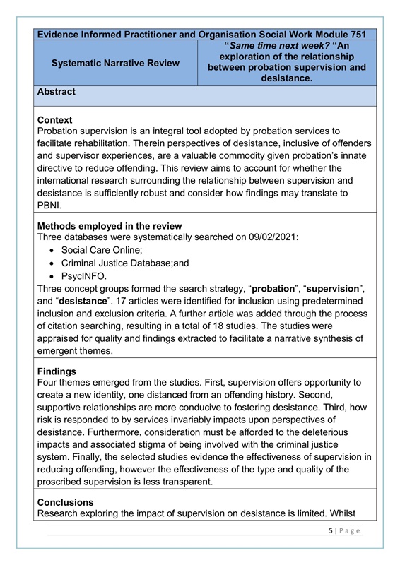 Systematic Narrative Reviews Abstracts 2021 - 1