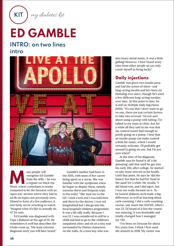 My diabetes kit Ed Gamble desang diabetes magazine