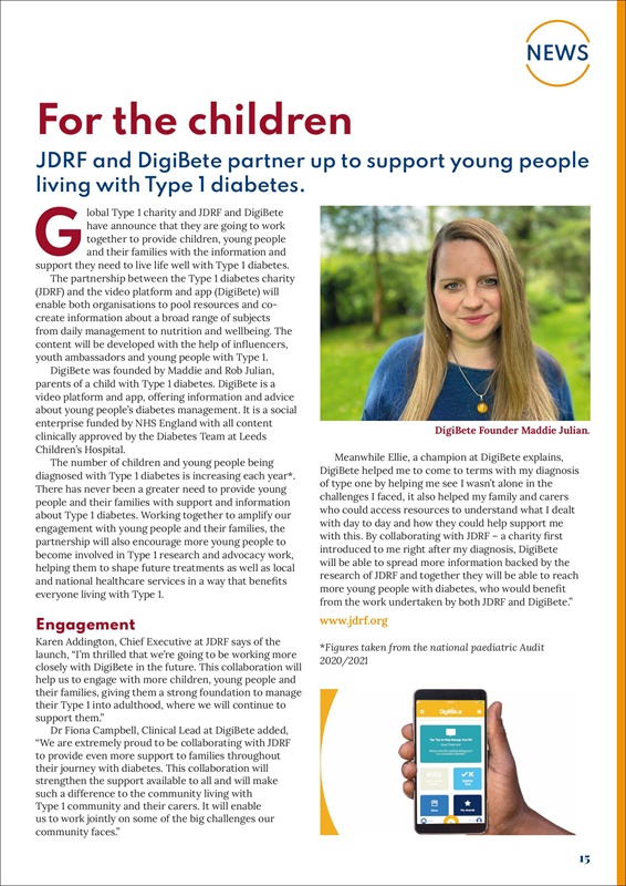 JDRF UK, DigiBete solutions for children and young adults with Type 1 ...