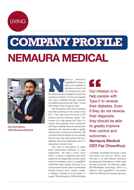 Nemaura Medical, Faz Chowdhury, sugarBEAT, BEATdiabetes, glucose sensor ...