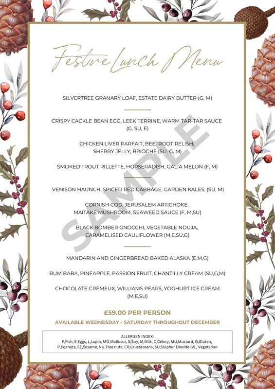 Mallory Court Hotel - Christmas menus 2025