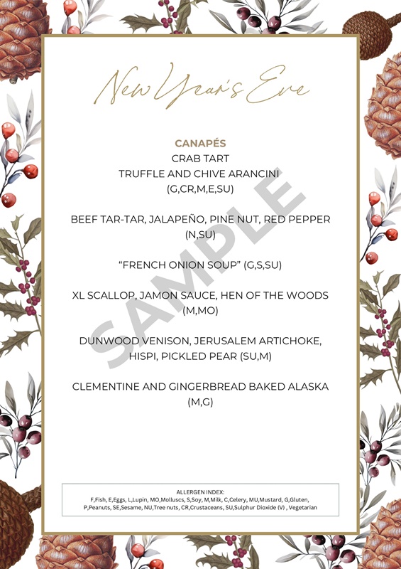 Mallory Court Hotel - Christmas menus 2025