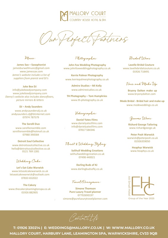 Mallory Court Hotel - Perfect Partners