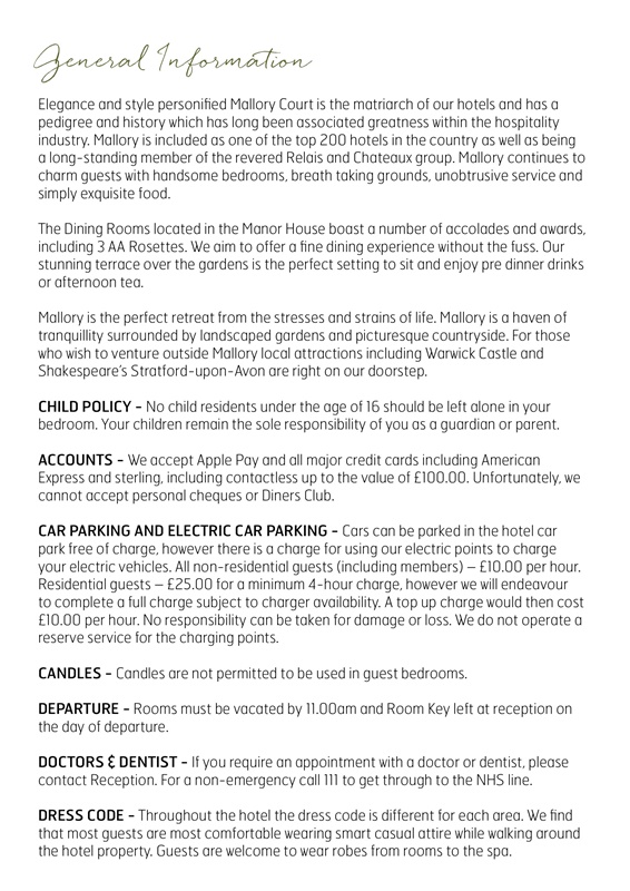 Mallory Court Hotel - Room Compendium