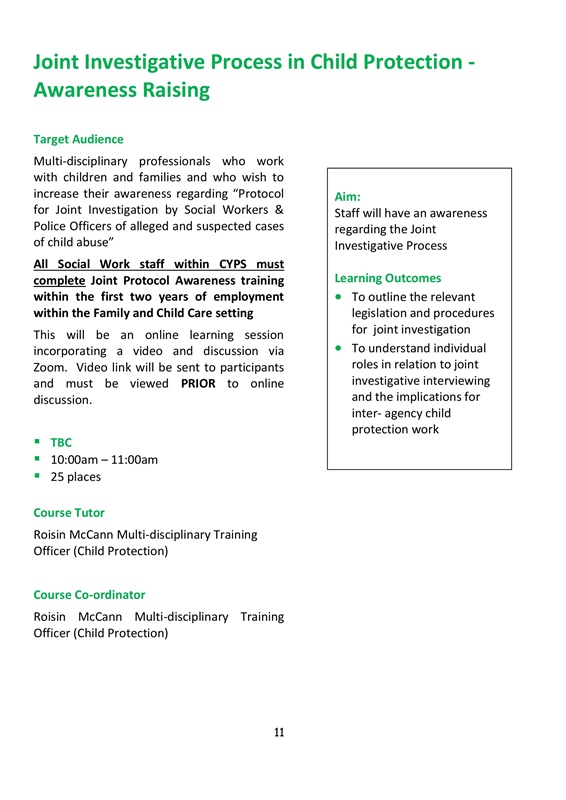 Multi Disciplinary Child Protection Training Programme - MDT Child ...