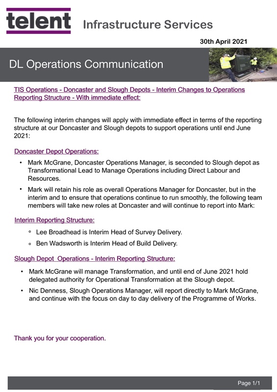 Operational Communication - Interim Changes to Operation Reporting ...