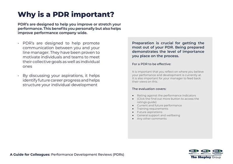 Shepley PDR Colleague Guide - PDR Colleague Guide