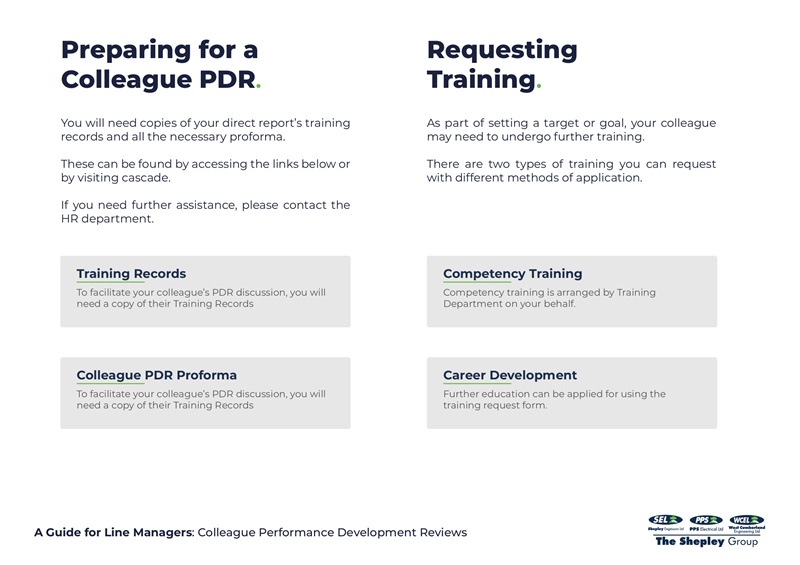 Shepley PDR Line Managers Guide - Shepley Line Manager PDR Guidance
