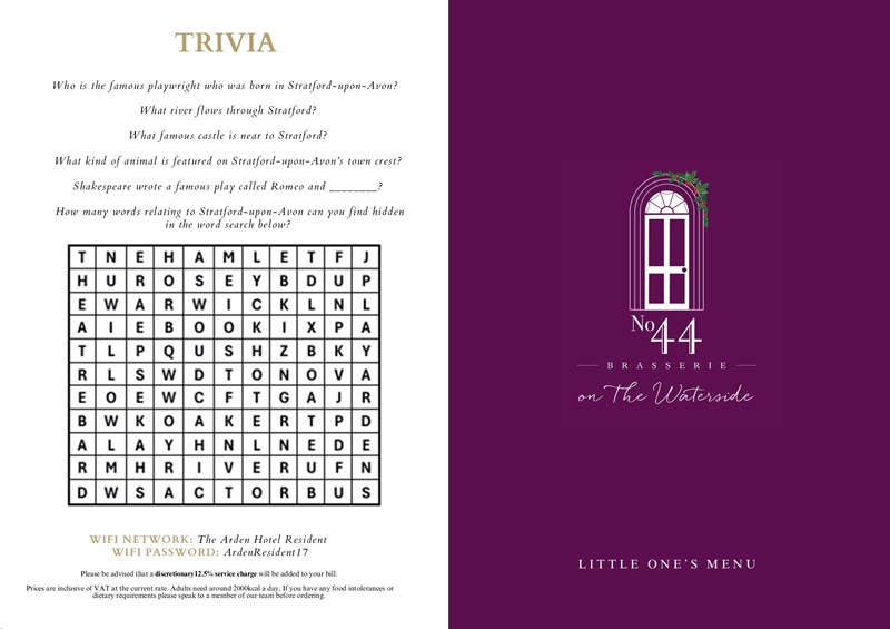 The Arden Hotel - children's menu