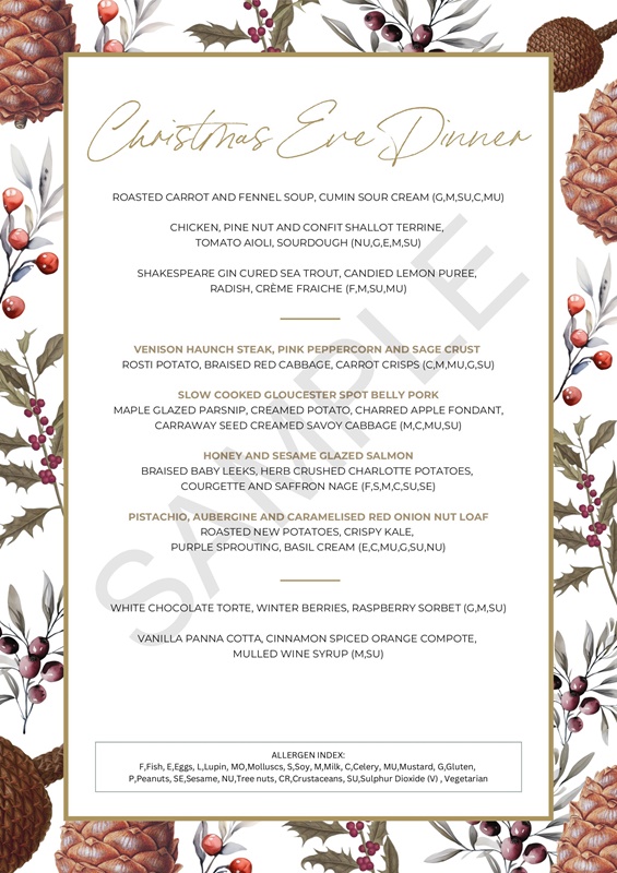 The Arden Hotel - christmas menu 2025