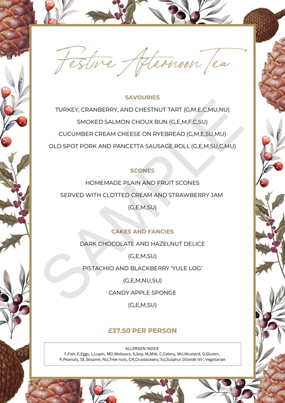 The Arden Hotel - christmas menu 2025