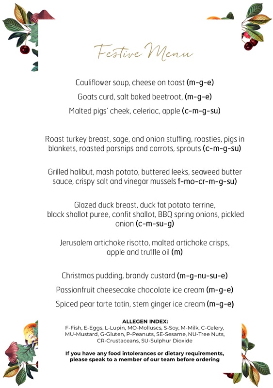 The Arden Hotel - festive menu 2022