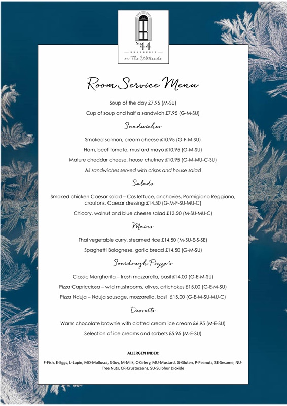 The Arden Hotel - Lounge and Room Service Menu