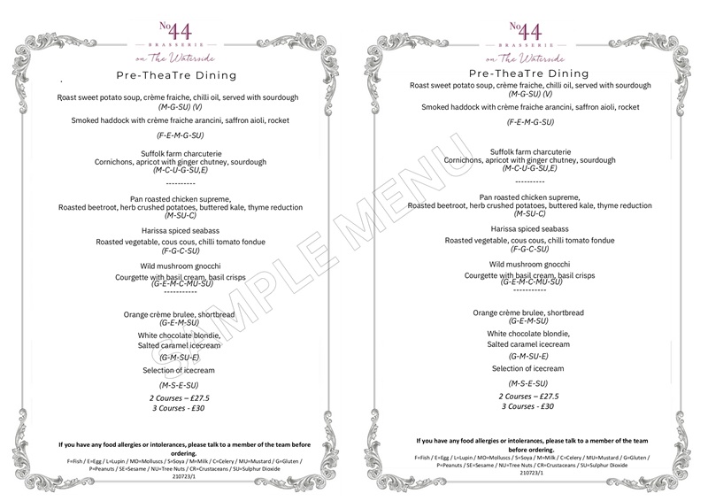 The Arden Hotel - Pre-Theatre Menu