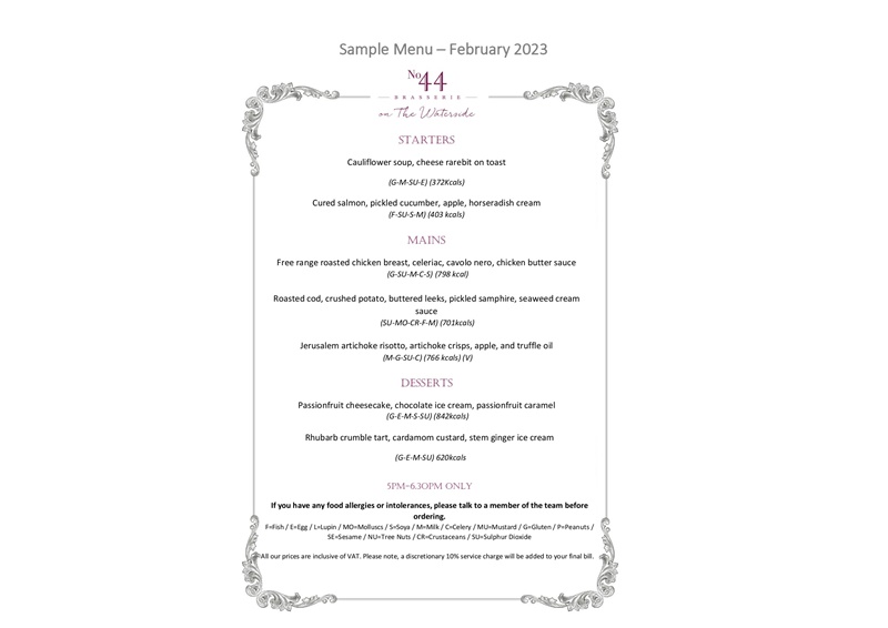 The Arden Hotel - Pre-Theatre Menu