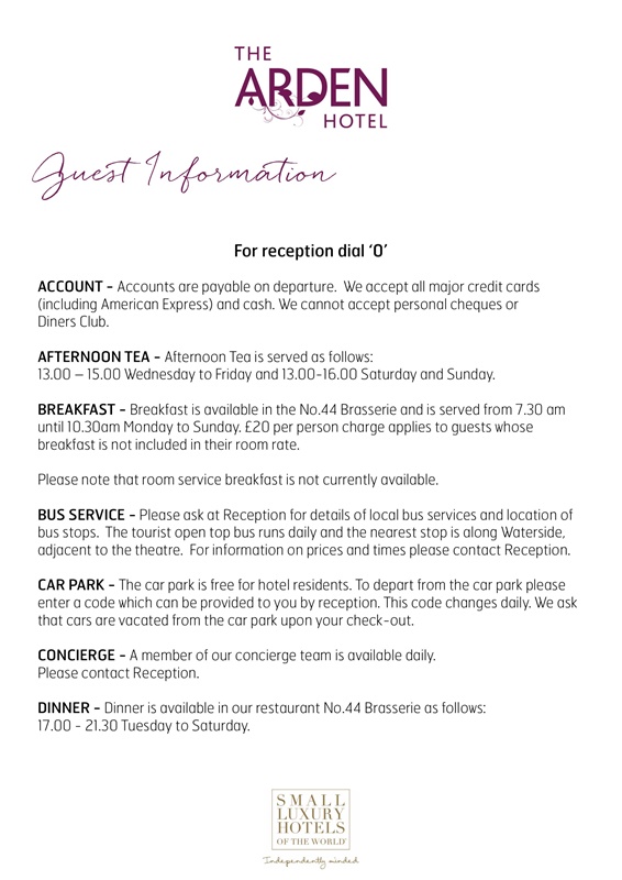 The Arden Hotel - Room Compendium