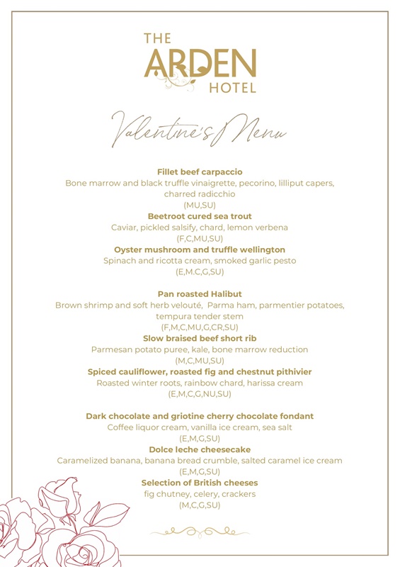 The Arden Hotel - Valentine's Menu