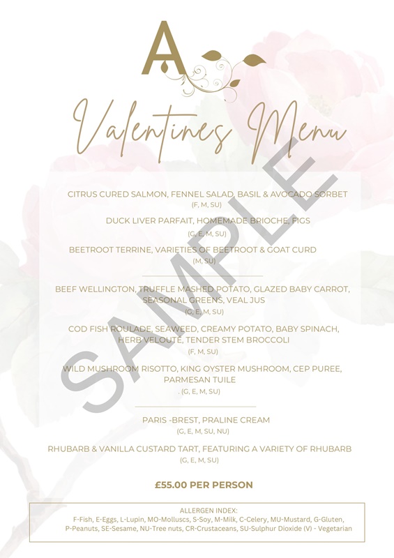 The Arden Hotel - Valentine's Menu