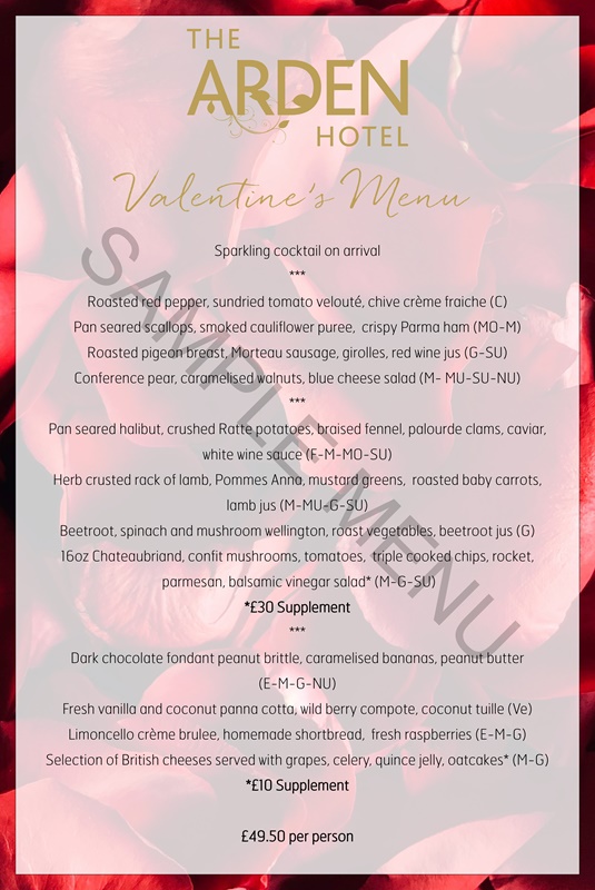 The Arden Hotel - Valentine's Menu