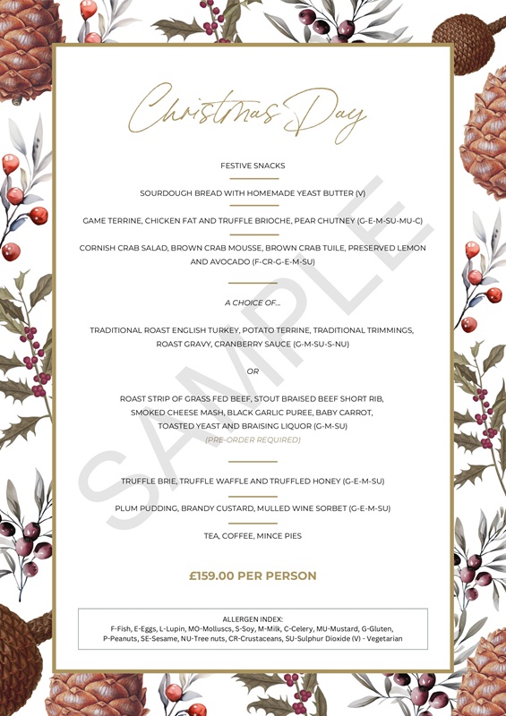 The Greenway Hotel - christmas menu 2025