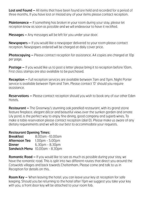 The Greenway Hotel - Room Compendium