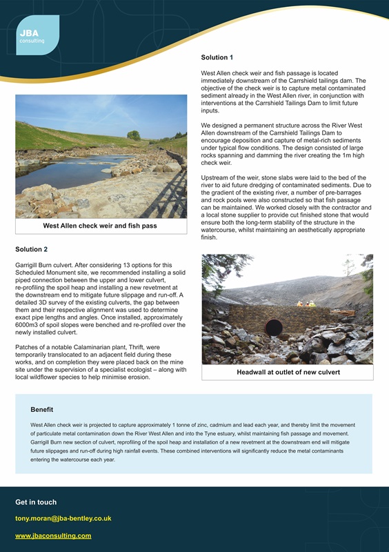 Water and Abandoned Metal Mines Programme (WAMM) on the River West ...