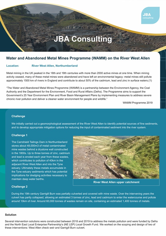 Water and Abandoned Metal Mines Programme (WAMM) on the River West ...
